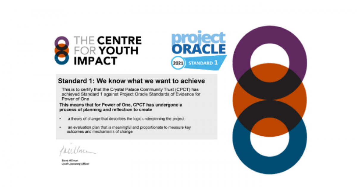 Power of One - Project Oracle Standard 1 Certificate | Crystal Palace ...